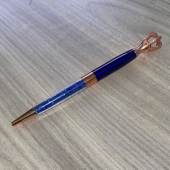 Accessories | Royal Blue And Gold Crown Pen | Poshmark